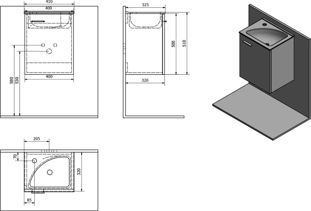 Aqualine ZOJA/KERAMIA FRESH umyvadlová skříňka 40x50x32cm dub platin 51048DP