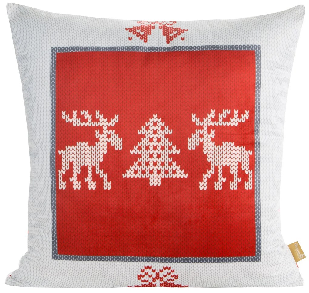 VÁNOČNÍ DEKORAČNÍ POVLAK NA POLŠTÁŘ REINDEER 1KS 60X60 CM VZOROVANÁ