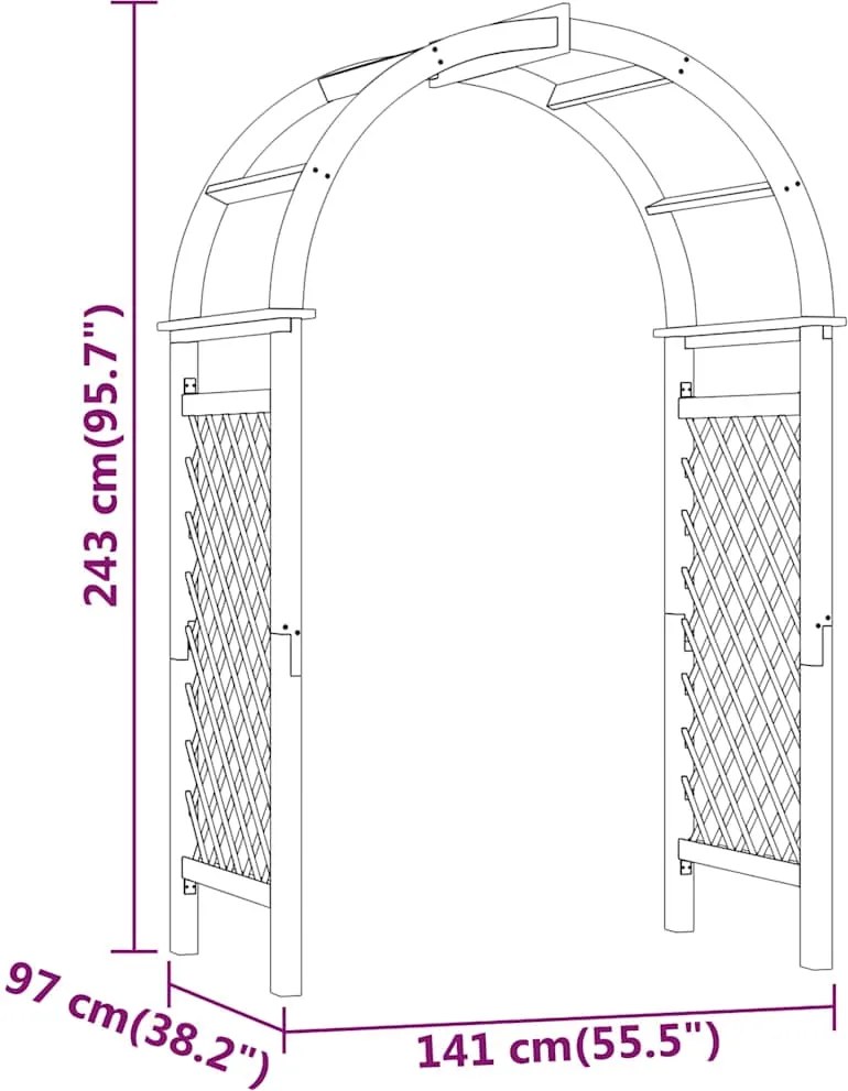 Zahradní oblouk s treláží 141x97x243 cm impregnovaná borovice 318420