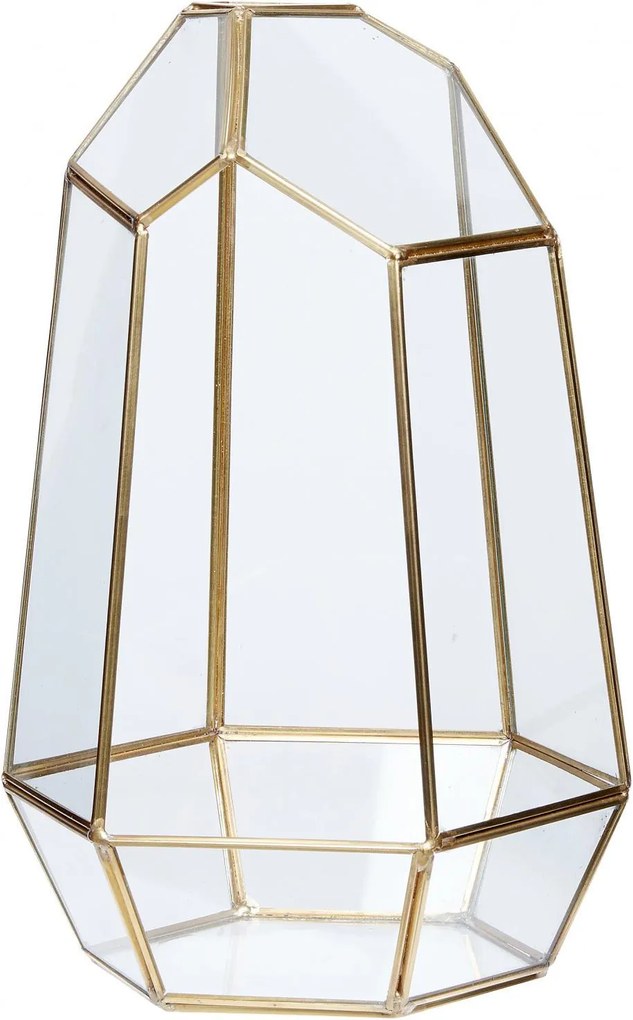 Hübsch Skleněný box Polyhedron Brass, zlatá barva, sklo, kov