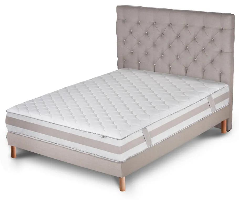 Světle šedá postel s matrací Stella Cadente Maison Saturne Forme, 140 x 200 cm