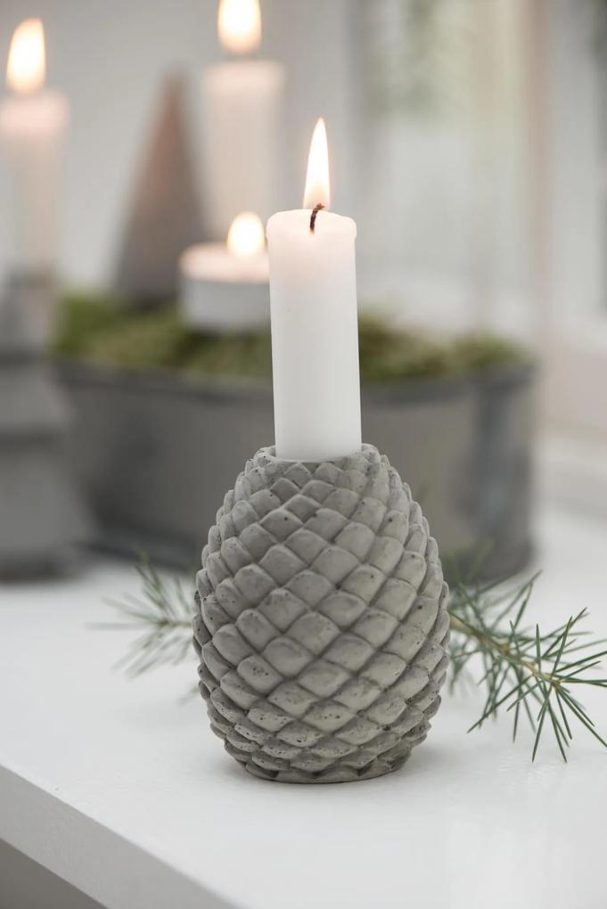 IB LAURSEN Betonový svícen Christmas Cone, šedá barva, beton