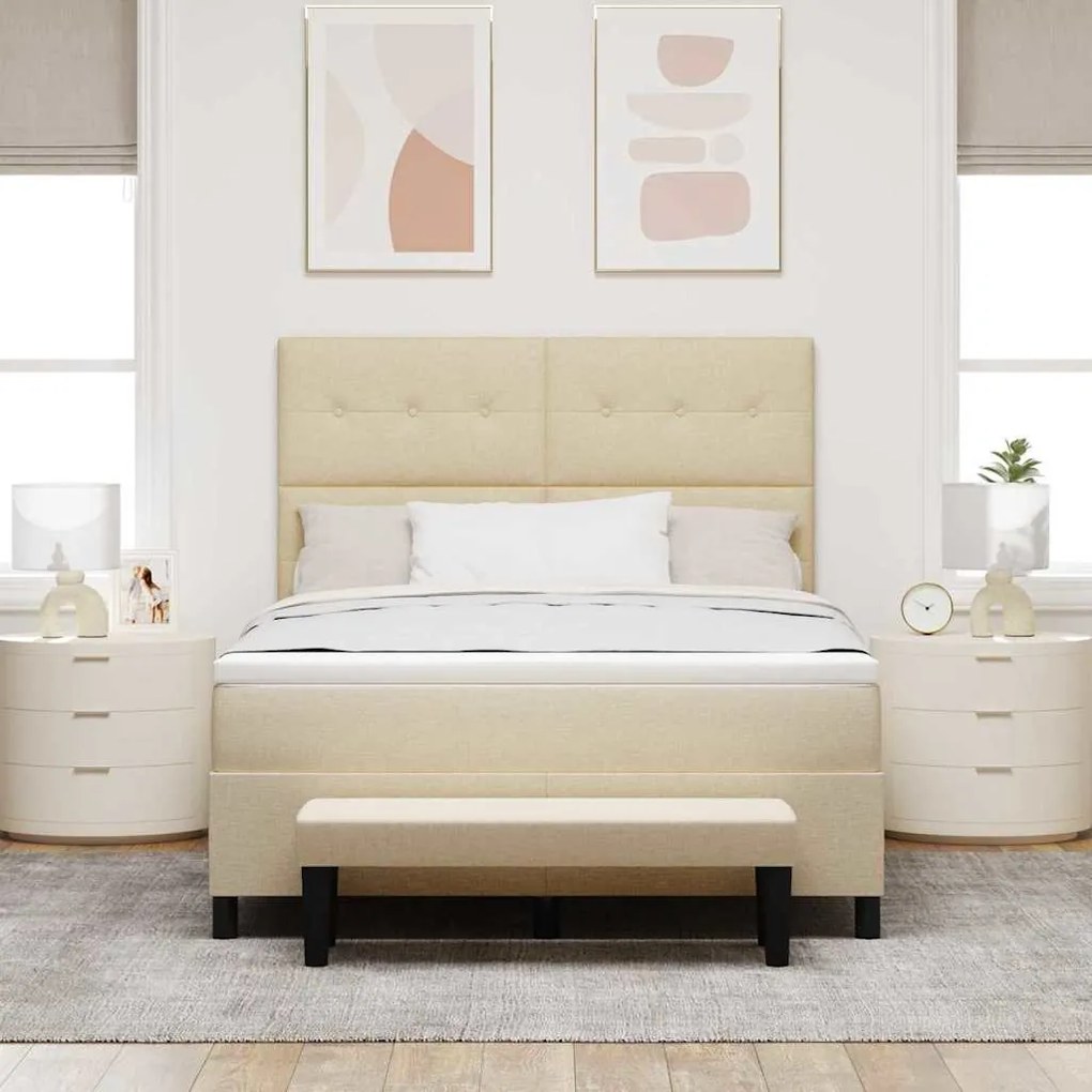 Postel s boxspringem s čelo Krémová 160 x 200 cm textil 3344084