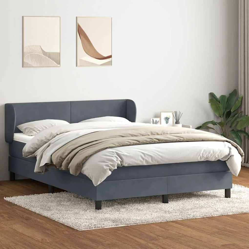 Box spring postel s matrací tmavě šedá 160x210 cm samet 3317362