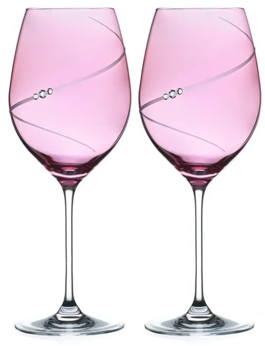 Diamante sklenice na červené víno Silhouette City Pink s krystaly Swarovski 470 ml 2KS