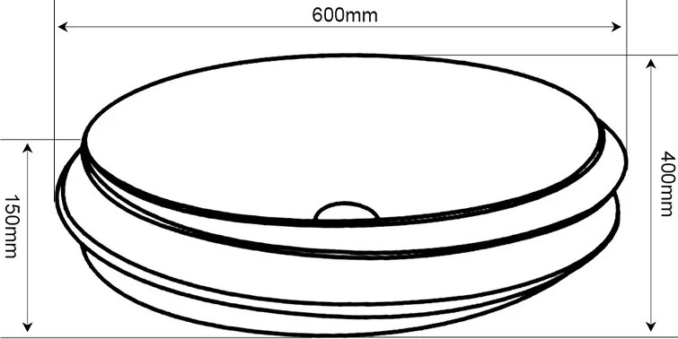 BPS-koupelny Keramické umyvadlo na desku HYD-SR-BL-GL-600 60x40 cm, černo / zlaté