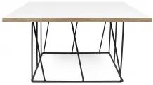 Tone Hone Konferenční stolek  Boko 75 x 40 cm (Bílá (mat) s překližkovými hranami a černou ocelí)