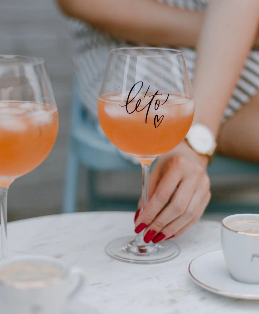 Bella Rose Sklenice na drink Léto ♥, čirá barva, sklo, 610 ml