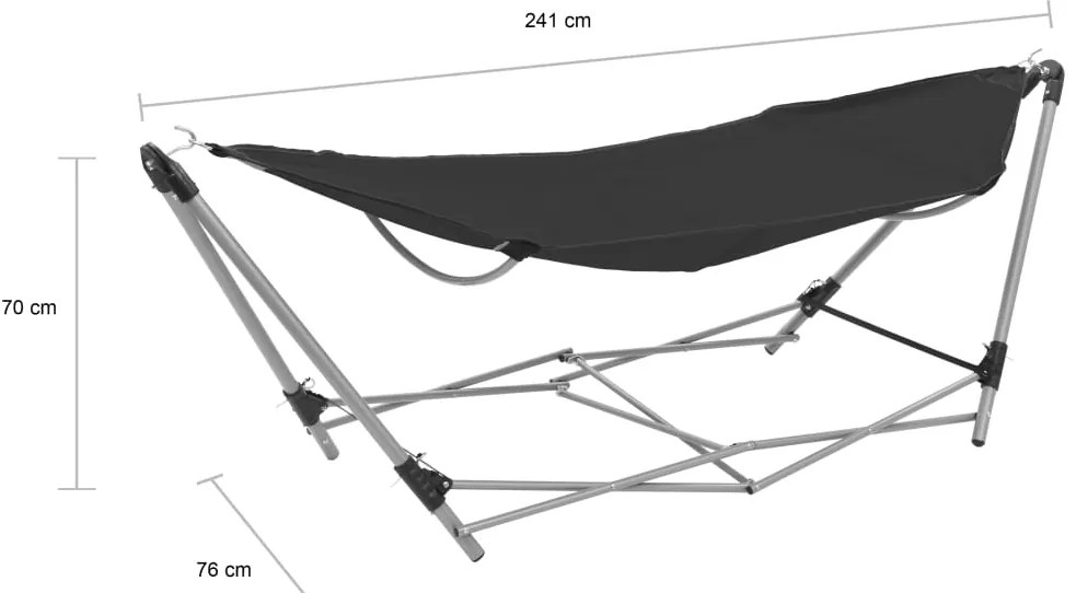 vidaXL Marketos Houpací síť se skládacím stojanem černá