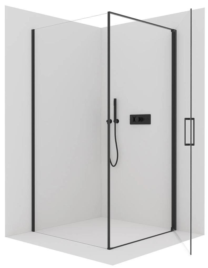 CERANO - Sprchový kout Porte L/P - černá matná, transparentní sklo - 80x70 cm - křídlový
