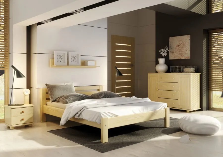 Casarredo - Komfort nábytek Masivní postel KL-137, 90x200, borovice, výběr moření | barva: moření ořech