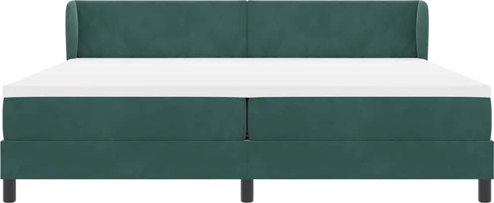 Postel s boxspringem s čelo Tmavě zelená 200 x 200 cm samet 3340463