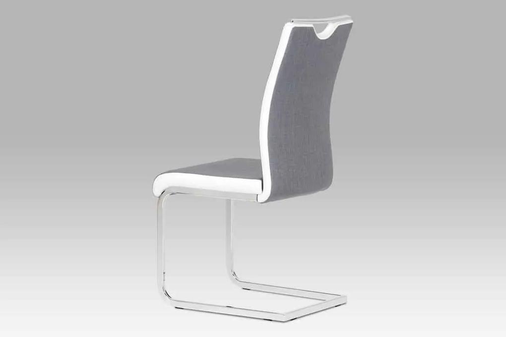 Autronic Jídelní židle DCL-410 GREY2 - šedá látka + bílá koženka