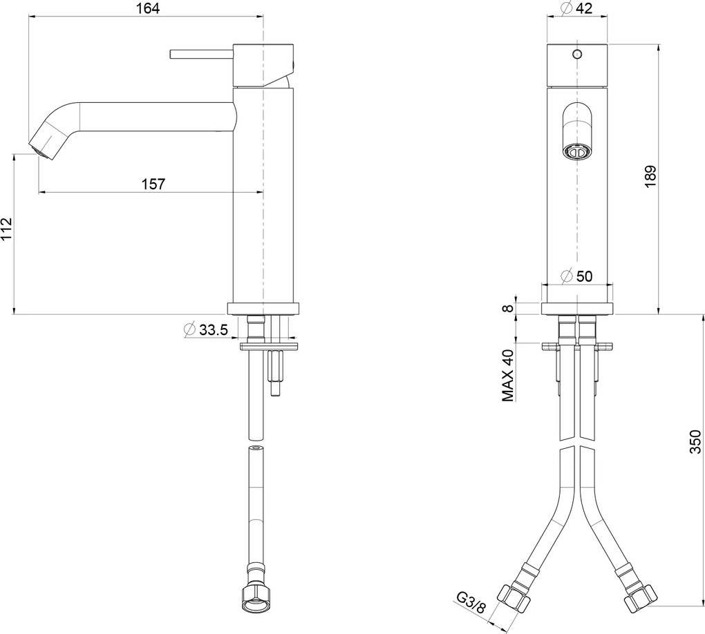 Sapho Sapho, ULTRAMIX stojánková umyvadlová baterie, černá mat/zlato mat, UT004BG