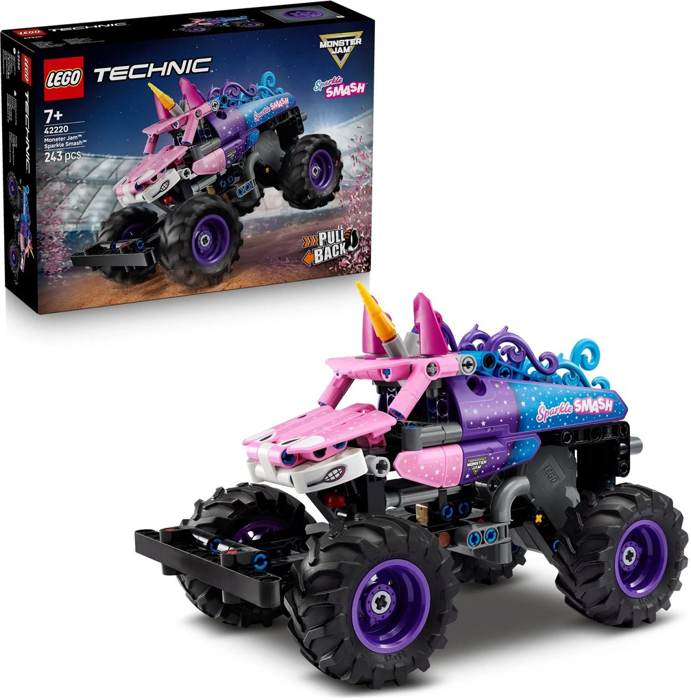 Lego® technic 42220 monster jam™ sparkle smash™ s natahovacím motorem 5702018034804