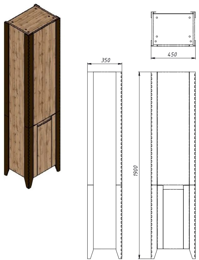 Lavedo Queen Wotan Oak 190 vysoká skříňka do koupelny
