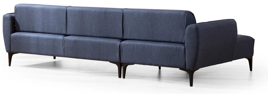 Hanah Home rozkládací modrá pohovka BELISSIMO s lenoškou vlevo 560ARE1805