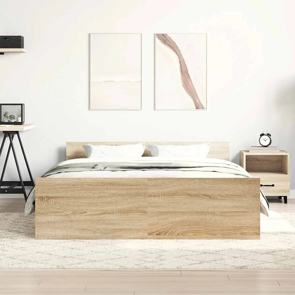Rám postele s hlavovým a nožním čelem betonově šedý 120x190 cm 3203778