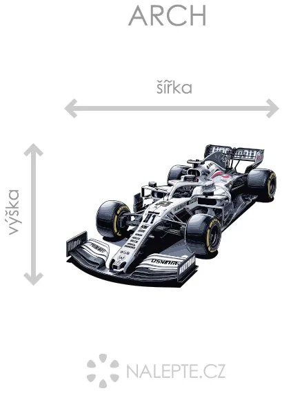 Bílá formule F1 textilní přelepitelná samolepka na zeď arch 75 x 51 cm