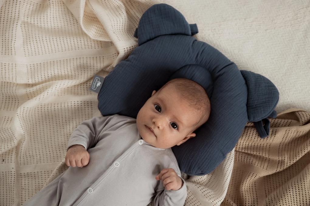 Sleepee Mušelínový fixační polštář MODRÝ pro miminko