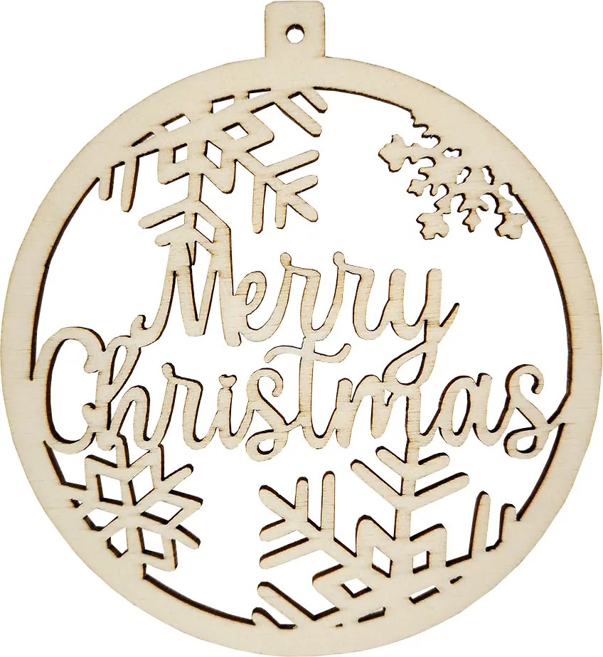 AMADEA Dřevěná ozdoba kolečko - Merry Christmas, 6 cm, český výrobek