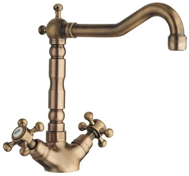Reitano Rubinetteria, ANTEA stojánková dřezová baterie s retro hubicí, bronz, 3126