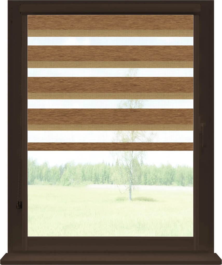 Dekodum Roleta den a noc v hnědé kazetě premium, barva látky Čokoláda Šířka (cm): 55, Výška (cm): Balkonová (do 200 cm), Strana mechanismu: Levá