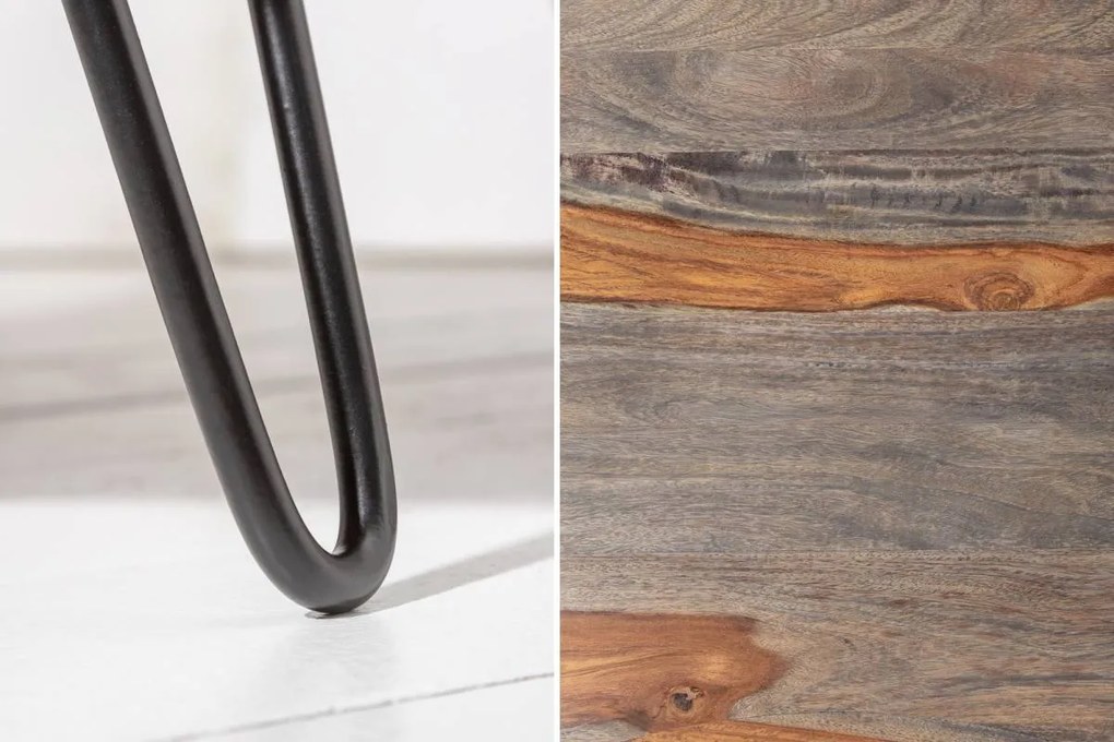 Designový konferenční stolek Lorelei, 80 cm, sheesham, šedý