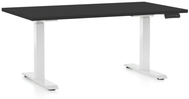 Výškově nastavitelný stůl OfficeTech C, 140 x 80 cm - bílá podnož Barva: Ořech
