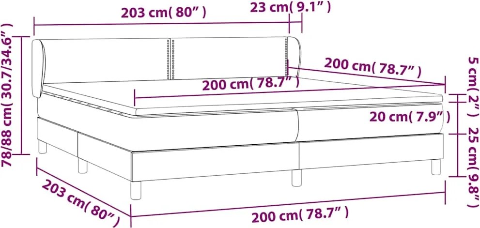 Box spring postel s matrací tmavě šedá 200x200 cm textil 3126190