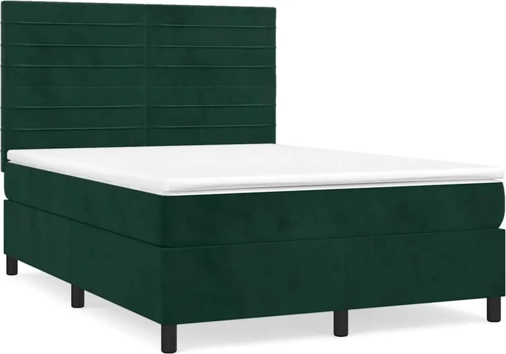 Box spring postel s matrací tmavě zelená 140x190 cm samet 3143082