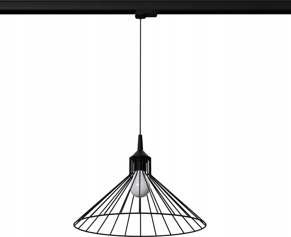Industriální závěsná lampa Eda MYL.00382, drátěná, třífázová, černá