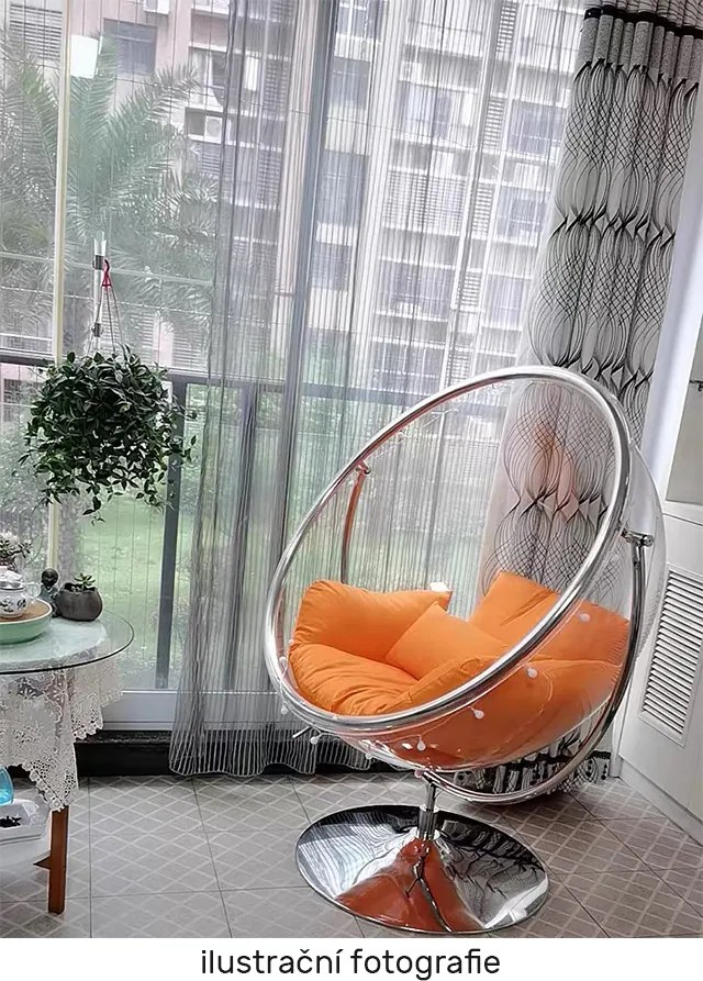 Kondela Závěsné křeslo se stojanem, transparentní/střírná/šedá, BUBBLE NEW TYP 2
