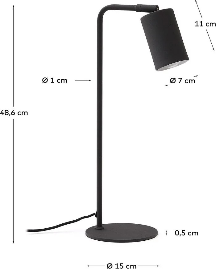 Černá kovová stolní lampa (výška 49 cm) Manie – Kave Home