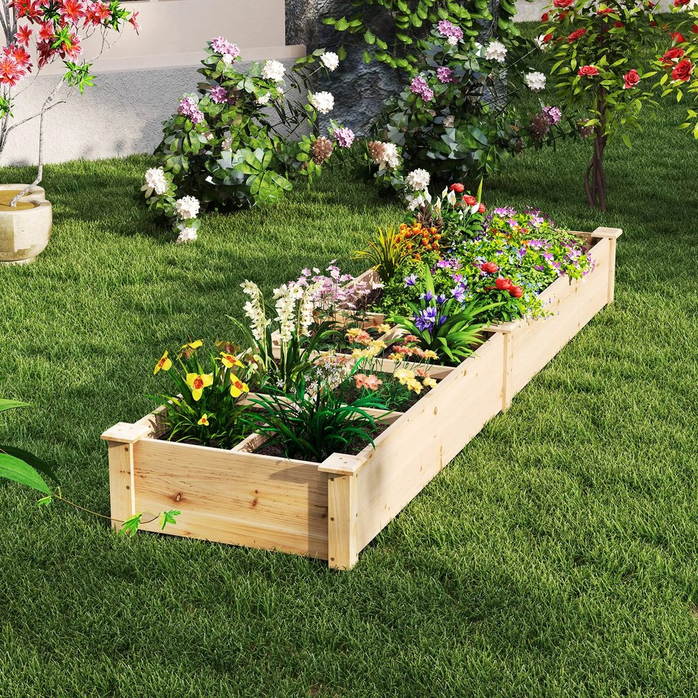 Costway Vyvýšený záhon dřevěný, 228 x 62 x 25 cm GT4287NA
