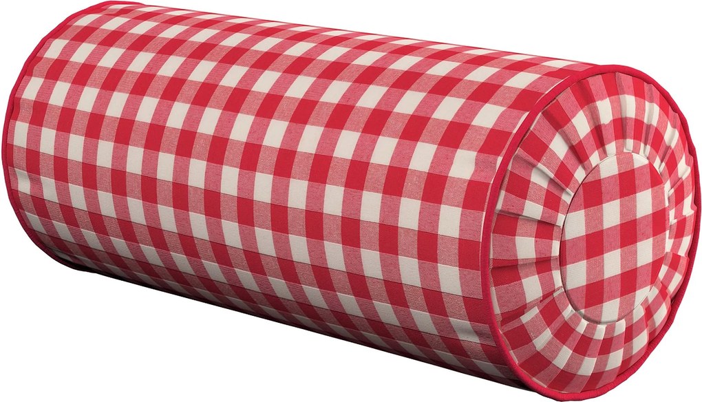 Válečkový polštář se sklady barva červená látka vzorované