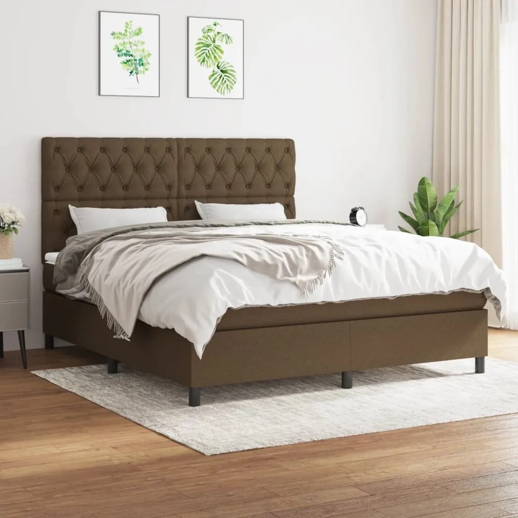 Box spring postel s matrací tmavě hnědá 160x200 cm textil 3142028