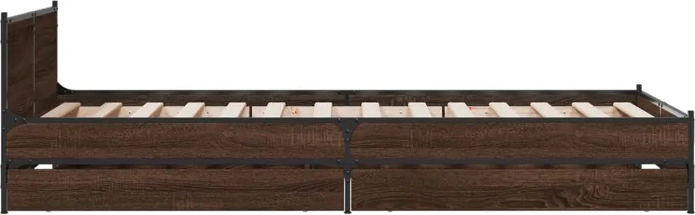 Rám postele se zásuvkami hnědý dub 75 x 190 cm kompozitní dřevo 3279976