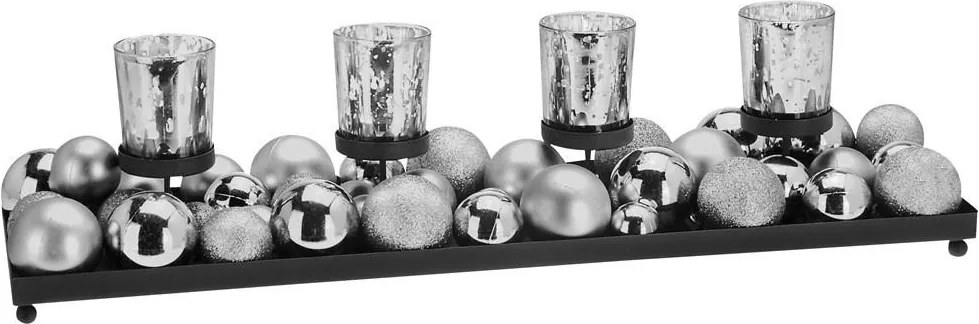 Stříbrný dekorativní svícen, 4 držáky na čajové svíčky