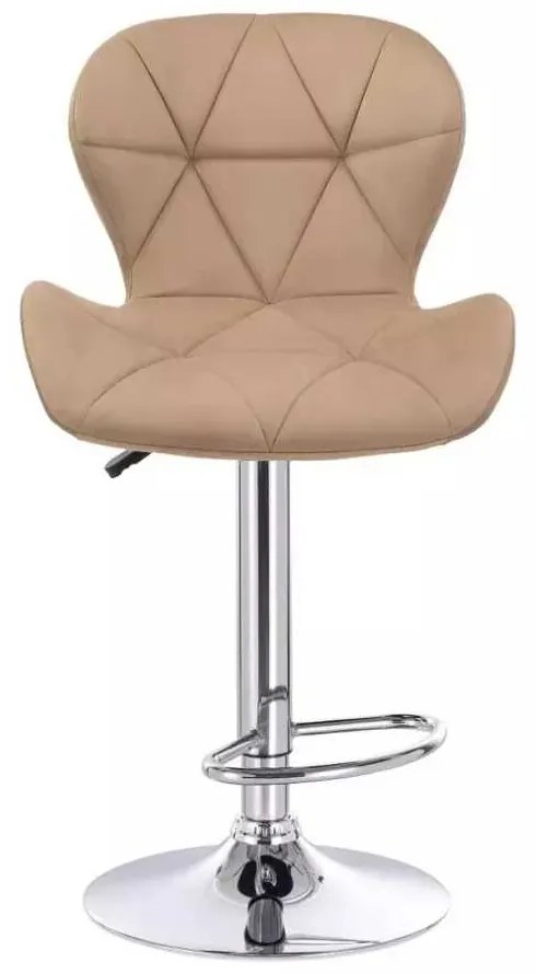 LuxuryForm DESIGN Barová židle LIVIO VELUR na stříbrné kulaté podstavě - latte