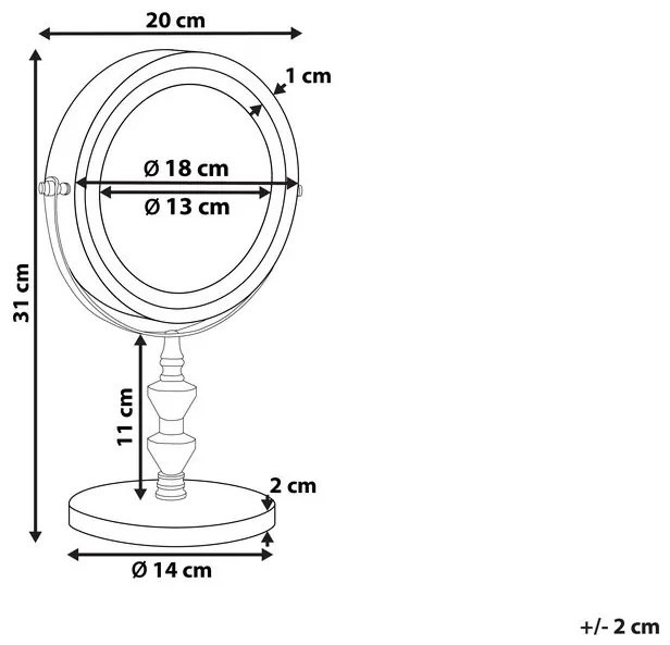 Kosmetické stolní zrcadlo s LED osvětlením ø 20 cm LAON Beliani