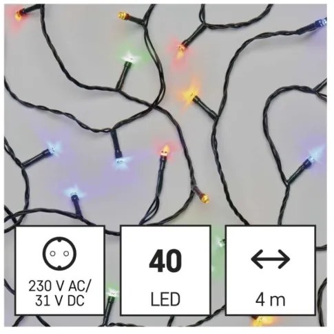 Vánoční osvětlení EMOS D4AM21 40LED řetěz 4m multicolor programy s časovačem