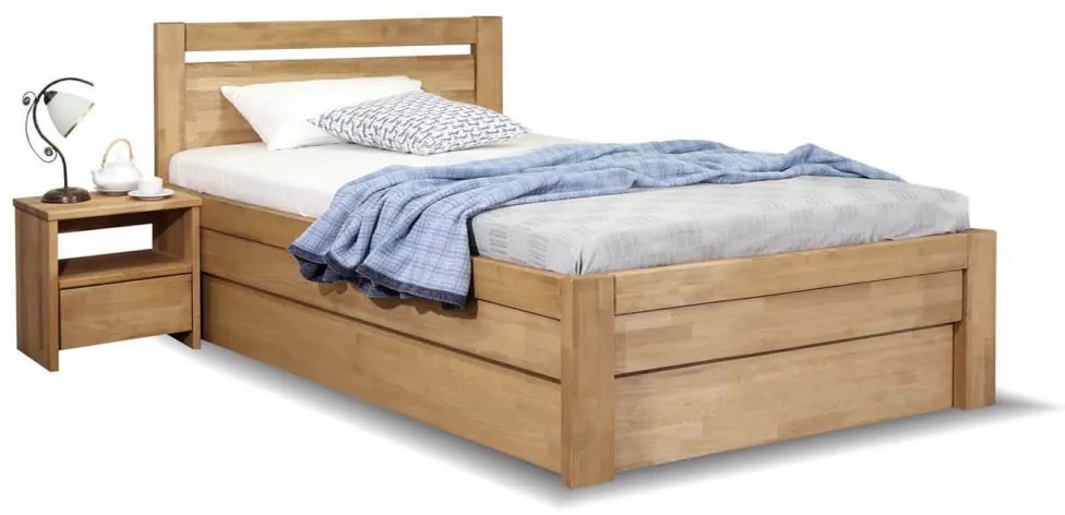 Zvýšená postel s úložným prostorem Klementin, 120x200, masiv buk