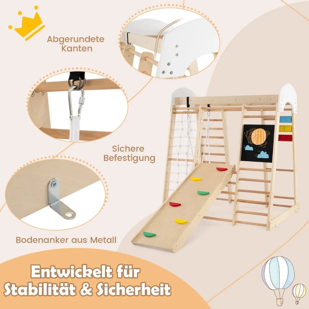 Costway Sada lezeckých hraček pro batolata s houpačkou – 124 × 119 × 138 cm