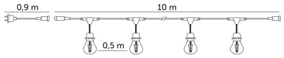 LED Venkovní dekorační řetěz BAJA ST64 20xE27/1W/230V 10,9m IP44 teplá bílá