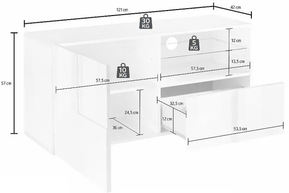 Televizní stolek ARIA bílá