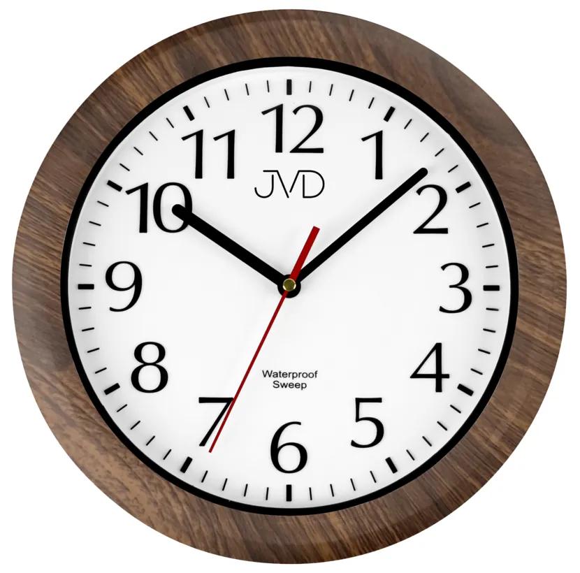 JVD Nástěnné analogové koupelnové hodiny v imitaci dřeva JVD SH494.2