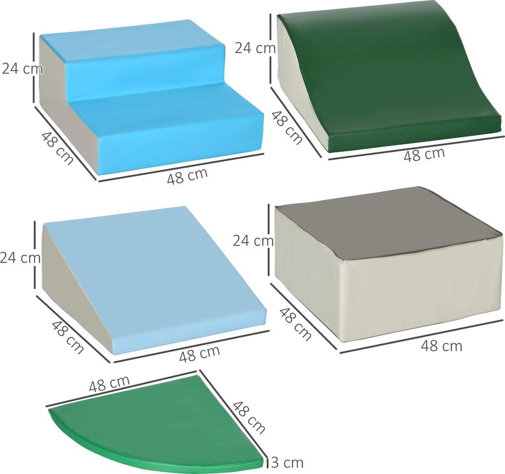 HOMCOM Set 6 Pěnových Bloků pro Děti – Velké Stavební Bloky pro Hraní a Učení - Multicolor