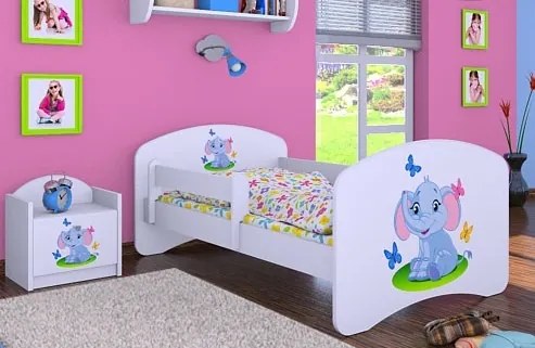 MAXMAX Dětská postel bez šuplíku 140x70cm SLON A MOTÝLCI