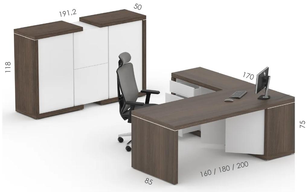 Manažerská sestava stolu s komodou a skříní SOLID Z22, volitelná délka stolu 160/180/200cm